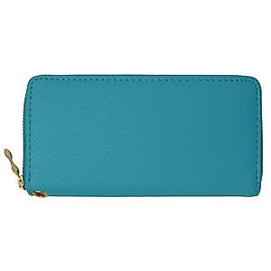 MARSHAL Women's Single Zip Around Wristlet Clutch Organizer Wallet