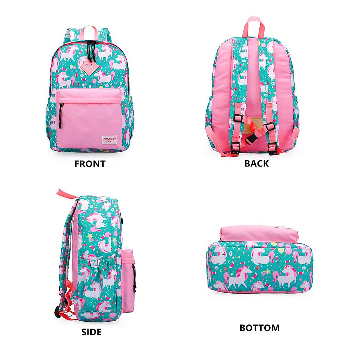 NICE CHOICE Preschool Backpack Kindergarten Elementary School Toddler Backpacks With Lunch Bag Pencil Case Set for Boys and Girls (Cute Unicorn) One Size