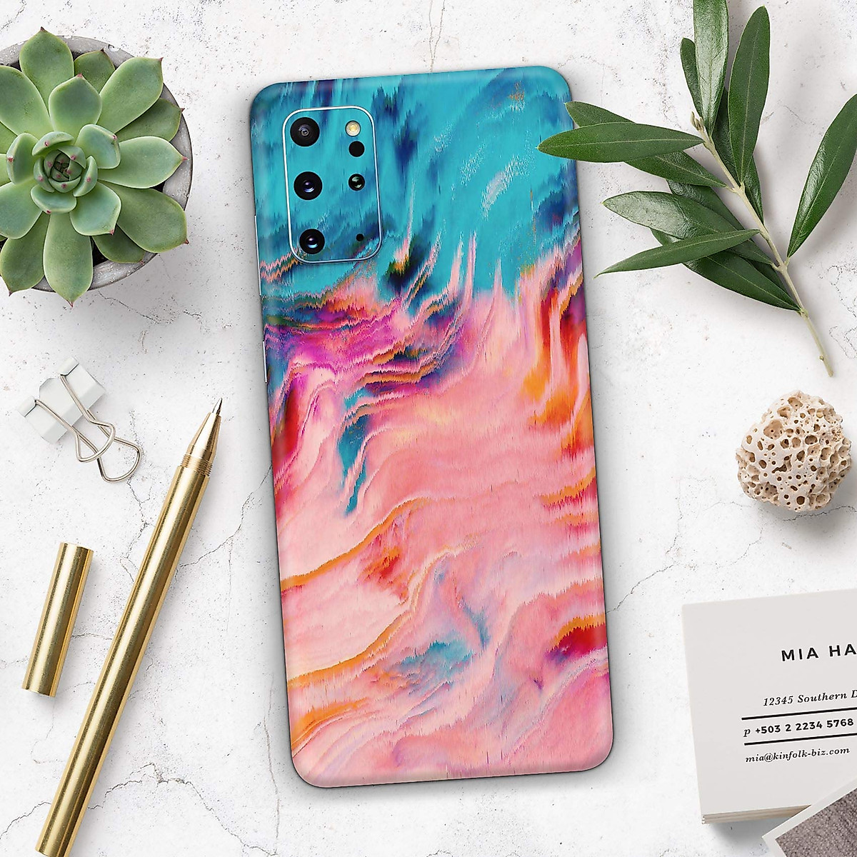 DesignSkinz Liquid Abstract Paint Remix V84 Protective Vinyl Decal Wrap Skin Cover Compatible with The Samsung Galaxy S20 (Screen Trim & Back Glass Skin)