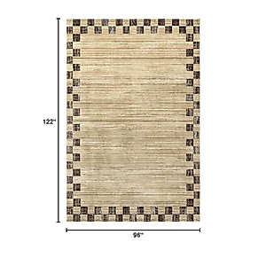 Rugs USA x Arvin Olano Pompeii Checked Border Area Rug, 8x10, Brown