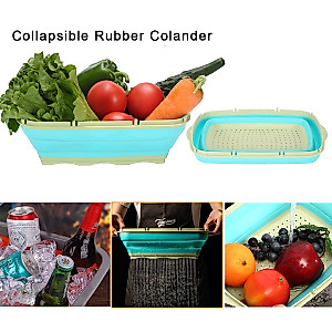 AOFUXTI Collapsible Cutting Board - Camping Cooking Utensil Set 10 in 1 Picnic BBQ RV Camper Accessiors Home Kitchen Kim Washing Dishes, Multi-Function Slicer Medium Green