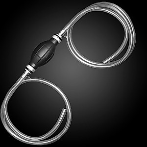 Abnaok Gasoline Siphone Hose, Gas Oil Water Fuel Transfer Siphon Pump, Portable Widely Use Hand Fuel Pump, Fuel Transfer Pump with 2 Durable PVC Hoses