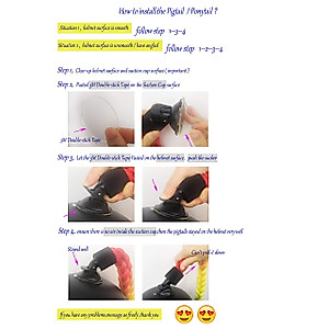 3T-SISTER Helmet Pigtails Pink Rose Helmet Braids Ponytail Helmet Hair with Suction Cup for Motor Bike 1PCS 24inch Ombre Black to Pink (Helmet not Included)