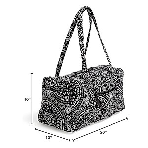 Vera Bradley Women's Cotton Medium Travel Duffel Bag, Black Bandana Medallion, One Size