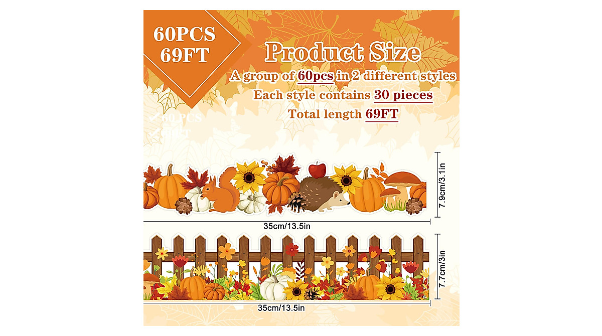 Whaline 69FT Autumn Bulletin Board Borders for Classroom & Decoration