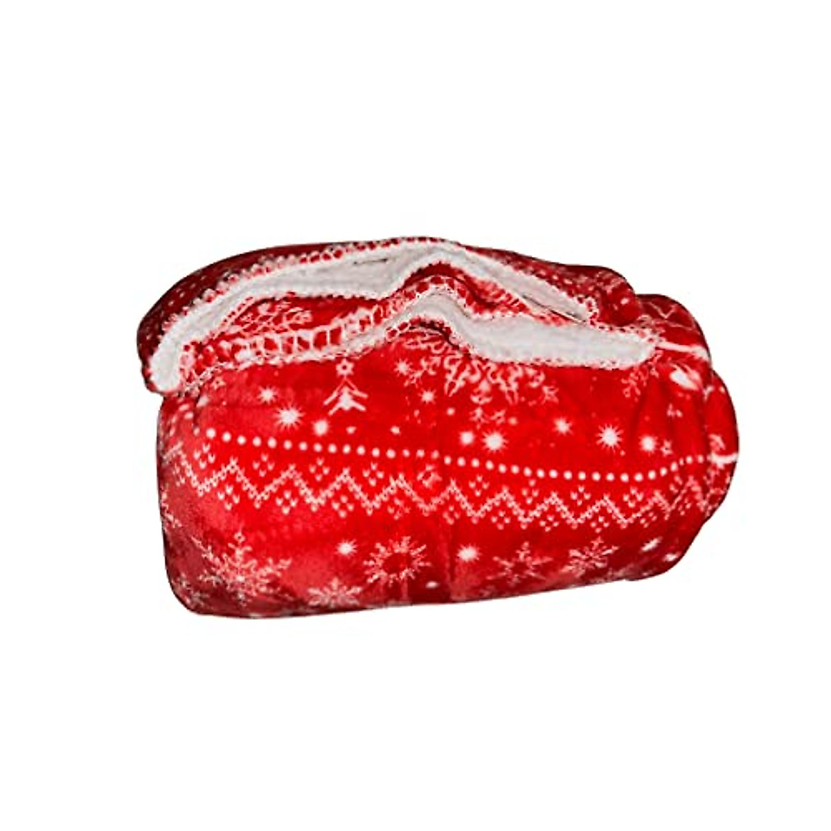 Victoria's Secret Soft Sherpa Blanket Color Red White Snowflake Size 50” x 60” New