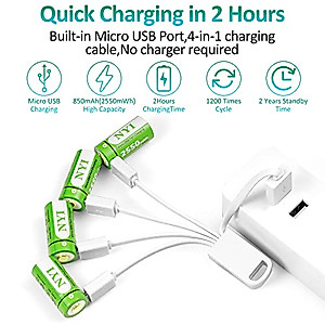 NYI CRl23A Battery 8 Pack,3V 850mAh CRl23 Batteries with Micro USB Cable for Arlo Cameras, Flashlights, Smoke Detector