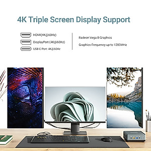 MINISFORUM DeskMini UM350 Mini PC AMD Ryzen 5 3550H DDR4 16GB RAM + 512GB NVMe SSD Desktop Computer, HDMI/DP/USB-C 4K@60Hz Triple Screen Support, 2.5G LAN, Radeon Vega 8 Graphics Mini Computer