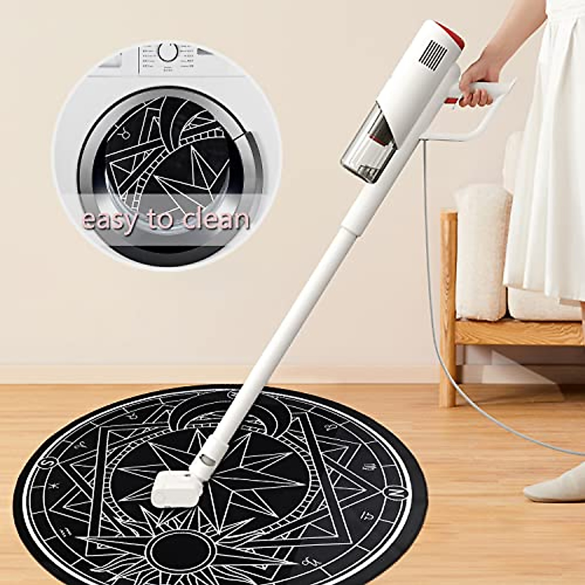 Homcomoda Gaming Chair Mat for Hardwood Floor Anti-Slip Round 47 Inch Floor Protector Low-Pile Computer Chair Mat for Office Gaming Room Home Decor