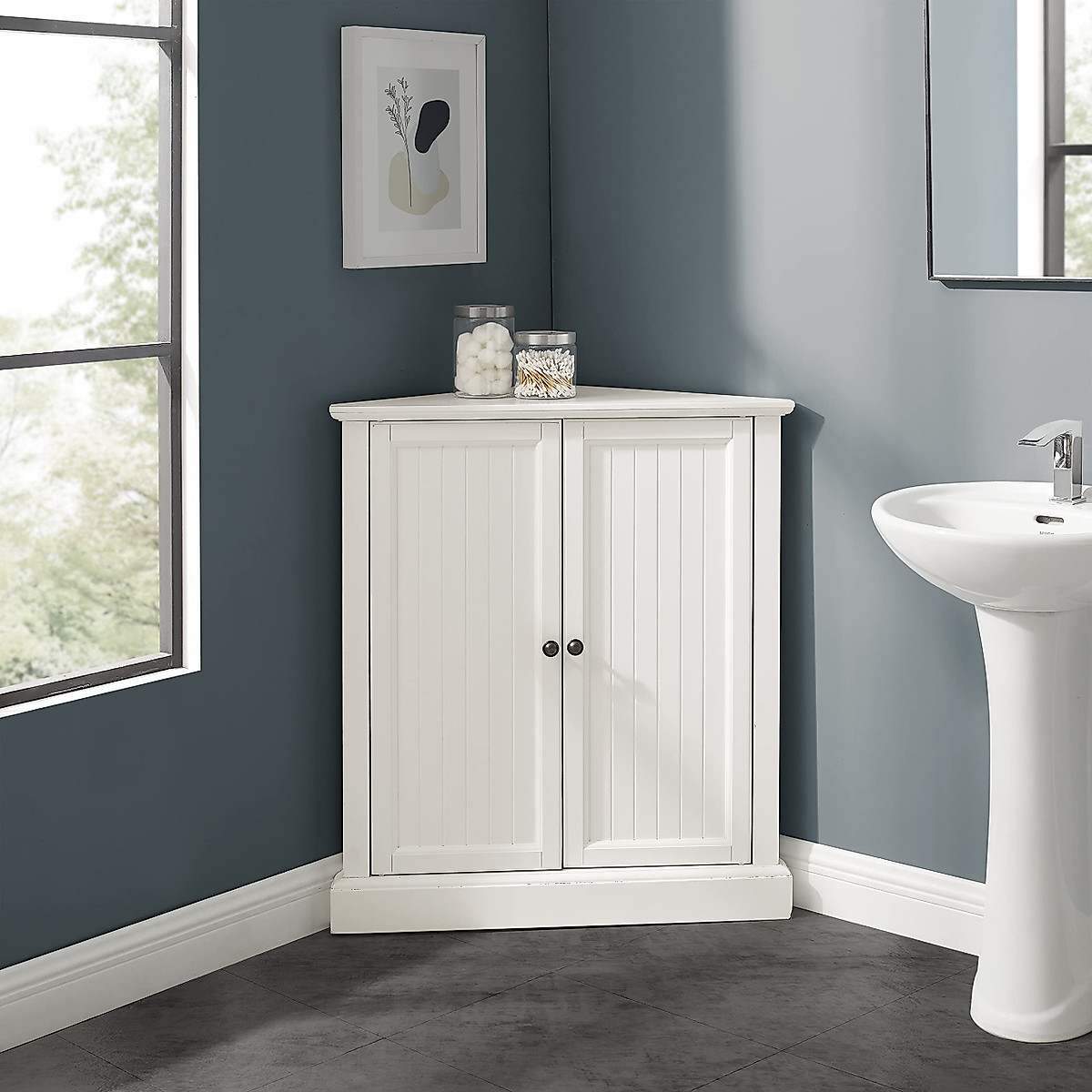 Crosley Furniture Shoreline Stackable Corner Pantry, White