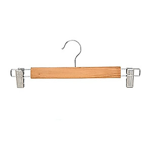 Wooden Pant Hanger with 2 Adjustable Anti-Rust Clips Skirt Hanger for Jeans Trousers Bottom Hanger 5 pcs-Wood