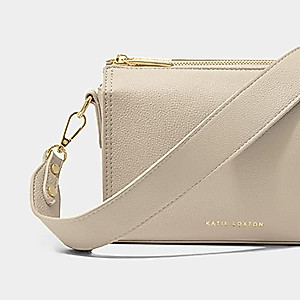 KATIE LOXTON Zana Womens Small Vegan Leather Convertible Crossbody Clutch Handbag Purse Taupe