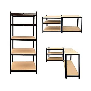 HSHa Steel Storage Rack, 5 Adjustable Shelves 800 kg Capacity (160 kg Per Shelf) Capacity, 170cm (75L x30W x168H-cm), Large Storage Space Multipurpose Storage Shelving Unit