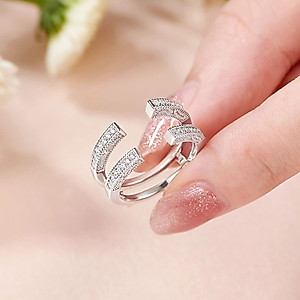 SHELOVES Vintage Guard Wrap Wedding Band For Women 925 Sterling Silver Ring Enhancer for Engagement Rings Sz 6