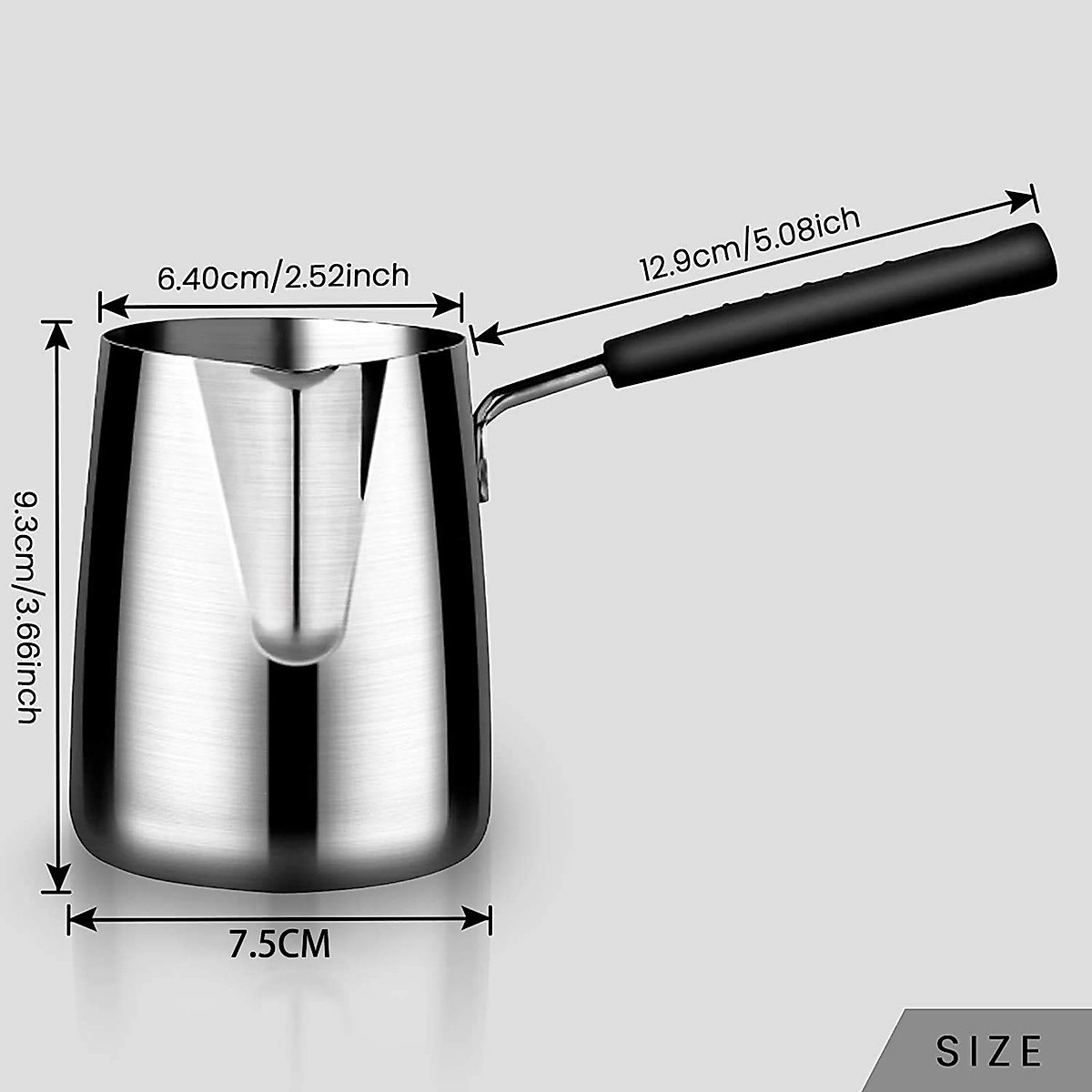 Perezy Steel Butter and Coffee Warmer,Turkish Coffee Pot, Butter Melting Pot and Milk Pot with Spout -(350ML)