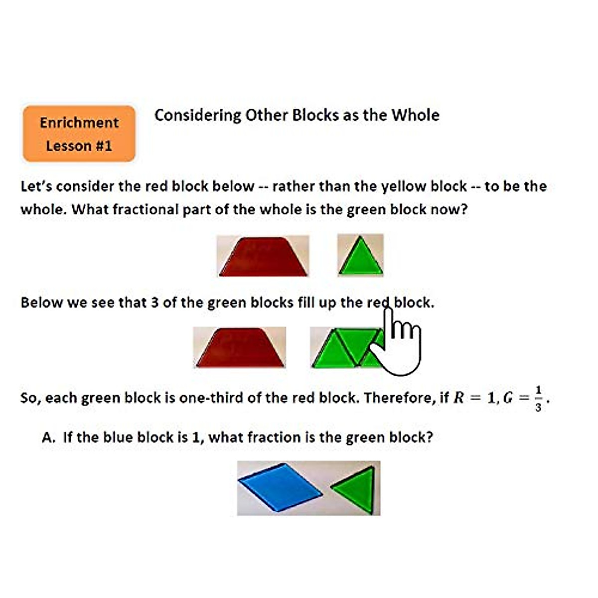 Developing Fractions Sense® A Class Set of 10 - Grade 3. A Concrete and Visual Introduction to Fractions. Includes 10 Student workbooks, 10 Sets of Fraction manipulatives, Teacher Set and Answer Key.