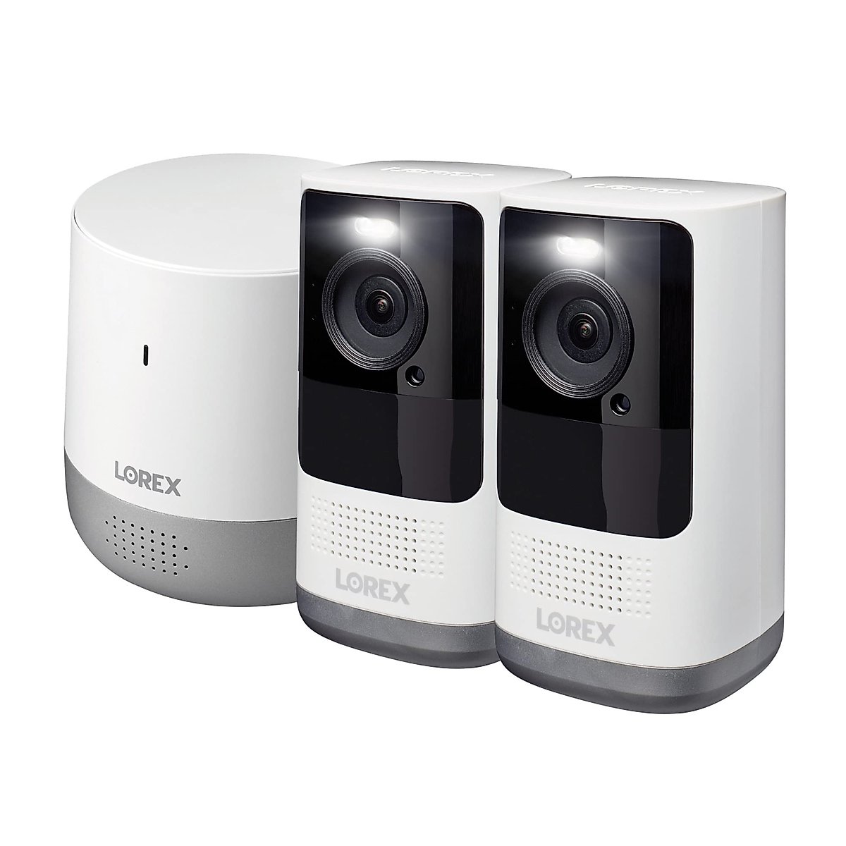 Lorex Home Hub, Two 2K Security Cameras Wireless Outdoor Indoor Battery-Powered with Range Extender, Motion Detection, and Color Night Vision, 32GB MicroSD