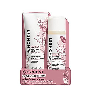 The Honest Company 2-in-1 Cleansing Shampoo + Body Wash and Face Lotion Bundle | Gentle for Baby | Naturally Derived | Sweet Almond Nourish, 18.5 fl oz