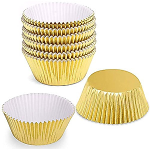 Gifbera Gold Foil Muffin Cupcake Liners/Baking Cups Standard Size, 100-Count