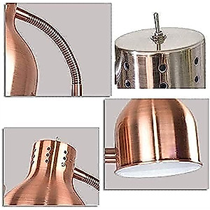 LINKANRUO Kitchen Heat Lamp Food Warmer Single/Double Bulbs Buffet Carving Station lamp Display Heating Preservation Light,Portable 250 watt Heat Lamp Lamps(Silver,Double Head)