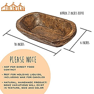 MAINEVENT Decorative Bowl Home Decor 10 Inch, Wooden Dough Bowl Decor, Wooden Bowl Decor, Wood Bowl Dining Room, Table Centerpiece Decor Bowl, Wood Bowl Decorative Wood Dough Bowl Centerpiece Bowl