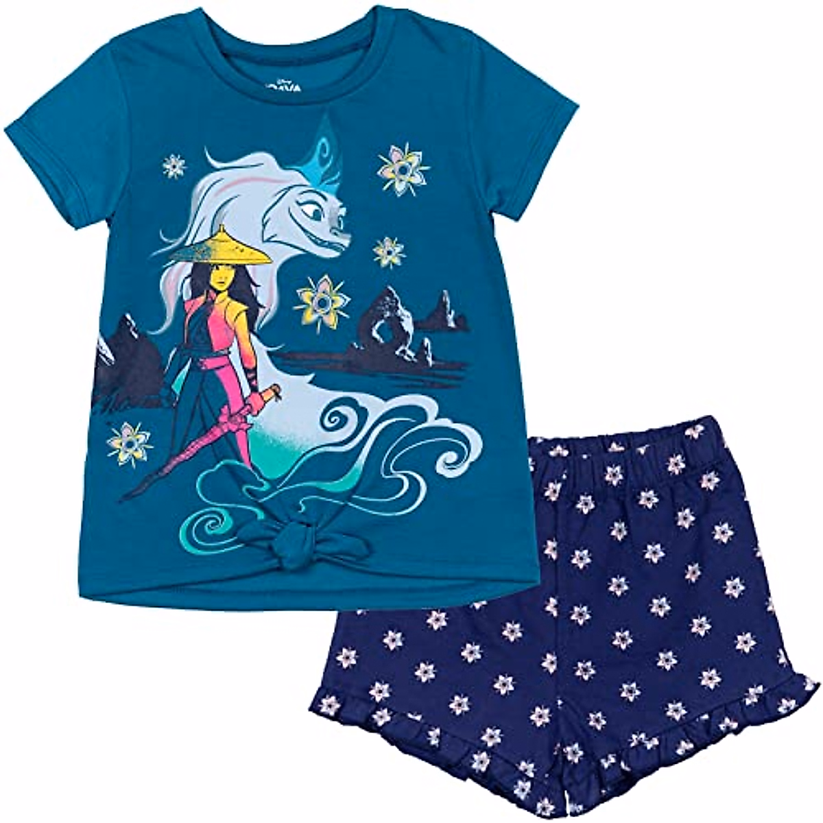 Disney Princess Raya and the Last Dragon Sisu Toddler Girls T-Shirt and French TerryShorts Outfit Set 4T