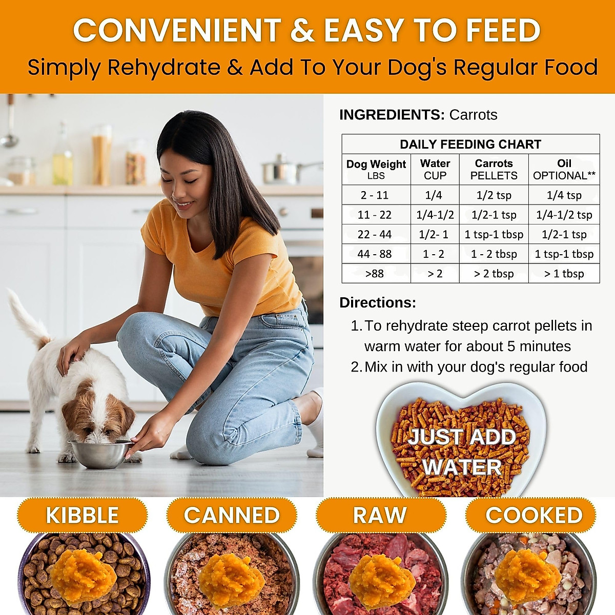 Olewo Bundle Original Carrots for Dogs & Rootsies Dog Food Toppers – Ultimate Dog Digestive Support, Sensitive Stomach Dog Food, Gut Health for Dogs, Fiber for Dogs – 2.2 lbs Each (4.4 lbs Total)