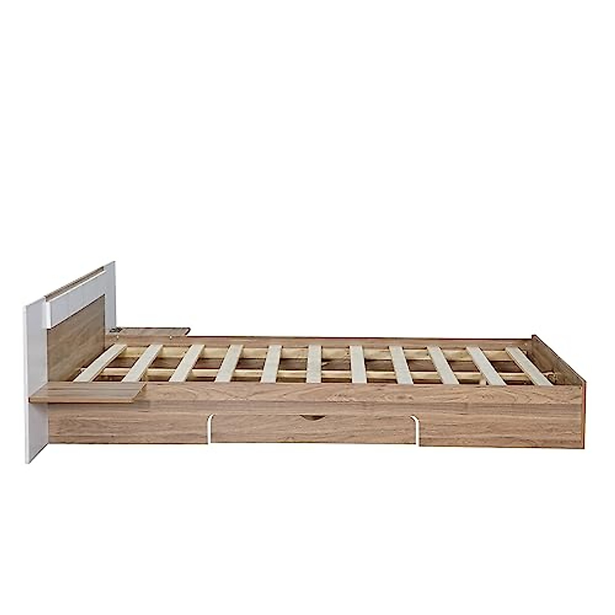 Lifeand Full Size Low Loft Bed with Ladder and Slide,White