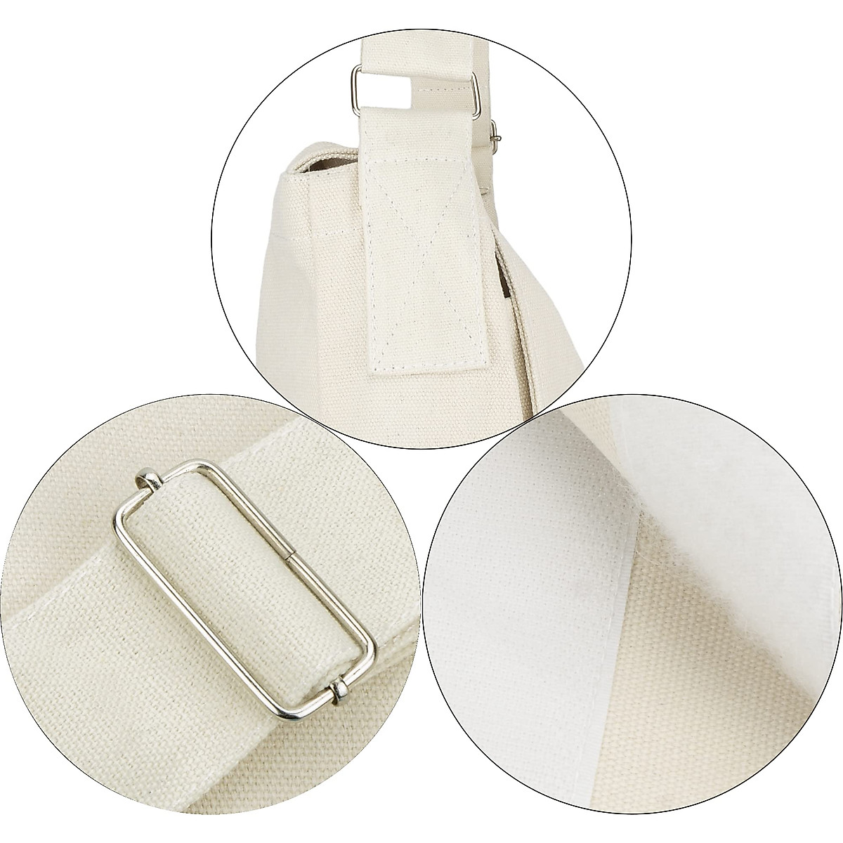 Canvas Messenger Bag Cross Body Bag Shoulder Bag Simple Design Thick and Sturdy (Beige)