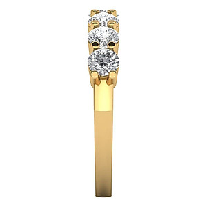 1.05 ct Round Cut Clear Simulated Diamond 14k Yellow Gold Stackable Wedding Engagement Promise anniversary Band Sz 6.5