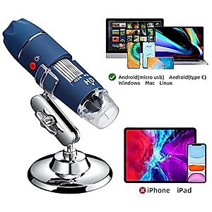 Bysameyee HD 2MP 2K USB Microscope, 40X to 1000X Magnification Digital Microscope Camera Inspection Endoscope with Carrying Case, Compatible with Windows 7 8 10, Mac, Linux, OTG Android Phones