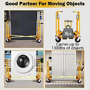 Manual Furniture Handling Equipment (2-Piece Set), Heavy Duty Cart, Aluminum, 1320 lb. Load Capacity, PU Swivel Casters - for Safe and Easy Handling, 12 Inch Lift Height, Mechanical Carrier