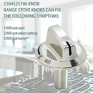 Upgraded 5304525746 Burner Knob Replacement 5304504839 Knob Compatible with Frigidaire Gas Stove Knobs Burner Knob FFGC3026SSB FFGC3026SSC FFGC3026SSE FFGC3626SSE Frigidaire Knobs 2-year QA