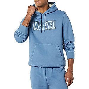 Amazon Essentials Men's Disney Sherpa-Lined Pullover Hoodie Sweatshirts, Marvel Logo, Medium
