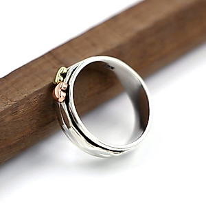 Heart Spinner Ring 925 Sterling Silver Rings For Women Meditation Thumb Fidget Wide Band Anxiety Handmade Jewelry Gift Birthday (7.50) (JRP-14)