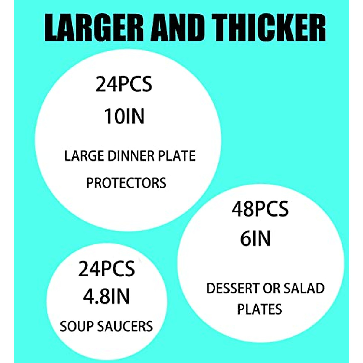 Imperius Set of 96 Felt Plate China Storage Containers Dividers Protectors - Thick and Premium Soft - Dish Storage Containers Dividers 24-10", 48-6", 24-4.8"-White