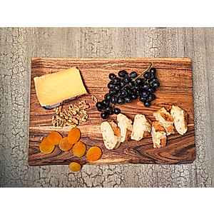 Mountain Woods Large Brown Hand Crafted Live Edge Cutting Board | Serving Tray made Solid Acacia HardWood | Charcuterie Board | Chopping Board for Vegetables, Fruits and Meat | Cheese Board - 18"
