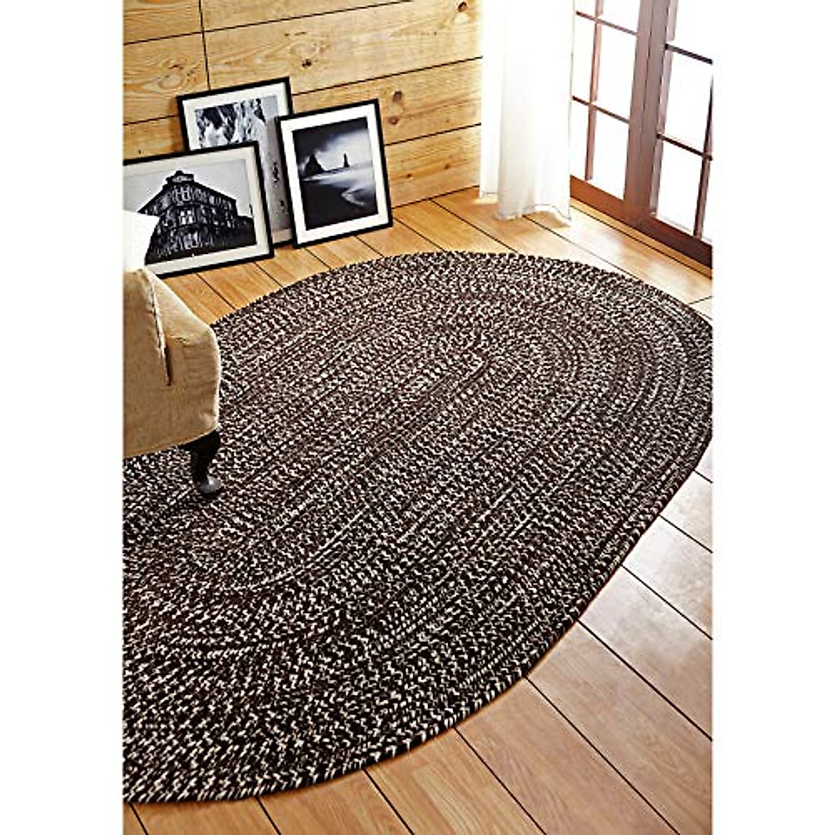 Better Trends Chenille Tweed Braid Collection is Durable and Stain Resistant Reversible Indoor Area Utility Rug 100% Polyester in Vibrant Colors, 22" x 40" Oval, Navy & Smoke Blue