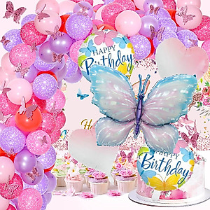 Giant Butterfly Balloon 5 Pcs 40Inch Purple Butterfly Balloons for Butterfly Birthday Decorations Butterfly Party Decorations (Purple)