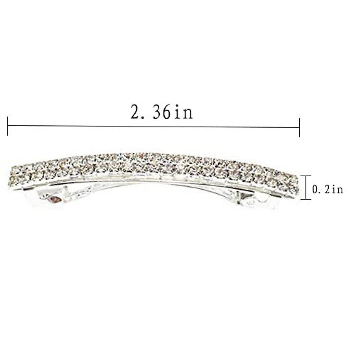 Small Sparkly Rhinestone Bling Hair Clips Silver Metal rectangular Spring Hair Barrettes Hair Accessories Crystal Ponytail Holder Side Clips for Women Girls
