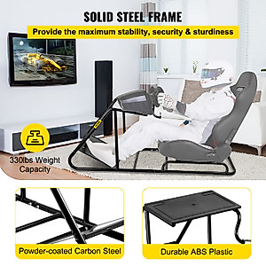 VEVOR Racing Wheel Stand, Pedal Adjustable Racing Simulator Cockpit, Carbon Steel Structure Gaming Wheel Stand, Game Chair Highly Compatible with Logitech Wheels, Thrustmaster Wheels, PS3/4, Xbox 360