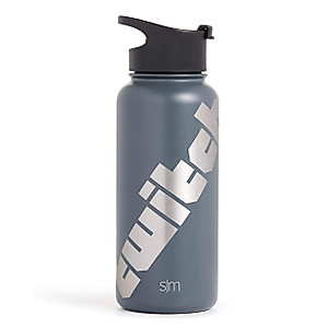 Twitch 32oz Dual Lid Water Bottle - Charcoal