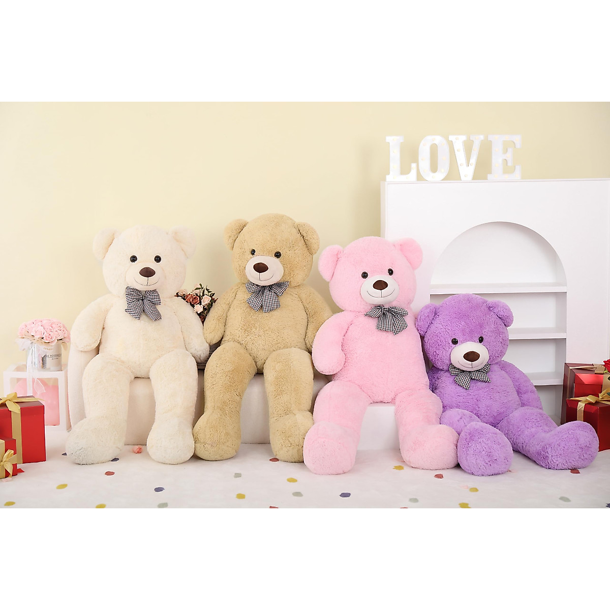 MorisMos Giant White Teddy Bear Stuffed Animals Plush Toy for Girlfriend Kids Christmas Valentine's Day Birthday 47 Inches