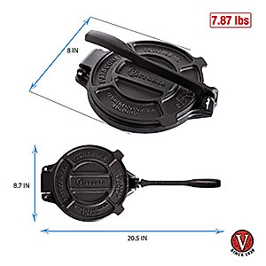 Victoria 8 Inch Cast Iron Tortilla Press. Tortilla Maker, Flour Tortilla press, Rotis Press, Dough Press, Pataconera Seasoned with Flaxeed Oil, Black -