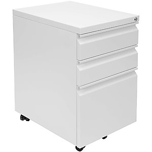 Mount-It! 3 Drawer File Cabinet with Lock and Wheels, Under Desk Storage Filing Cabinet for Home Office, Small Rolling File Cabinet for Legal, Letter, and A4 Files in White