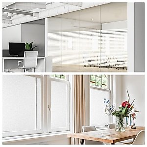 Window Privacy Film,Frosted Glass Window Film Window Cling Privacy Film Striped Pattern +Qualsen Window Privacy Film Frosted Glass Window Film Matte White