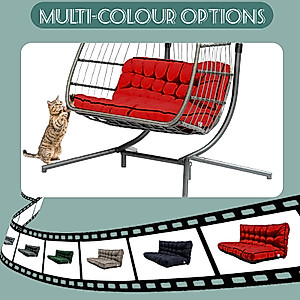 Sauqzoh Replacement Cushions for Swing, Swing Cushions 3 Seater Replacement, Waterproof Thicken Washable Pad Cushion for Outdoor Indoor Furniture Swing Patio (Big red, Swing Cushions 55inch)