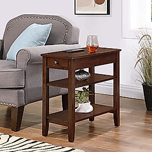 Convenience Concepts American Heritage 3-Tier End Table with Drawer, Espresso