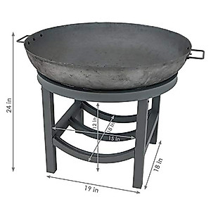 Sunnydaze 30-Inch Cast Iron Round Fire Pit Bowl with Built-in Log Rack - Wood Burning