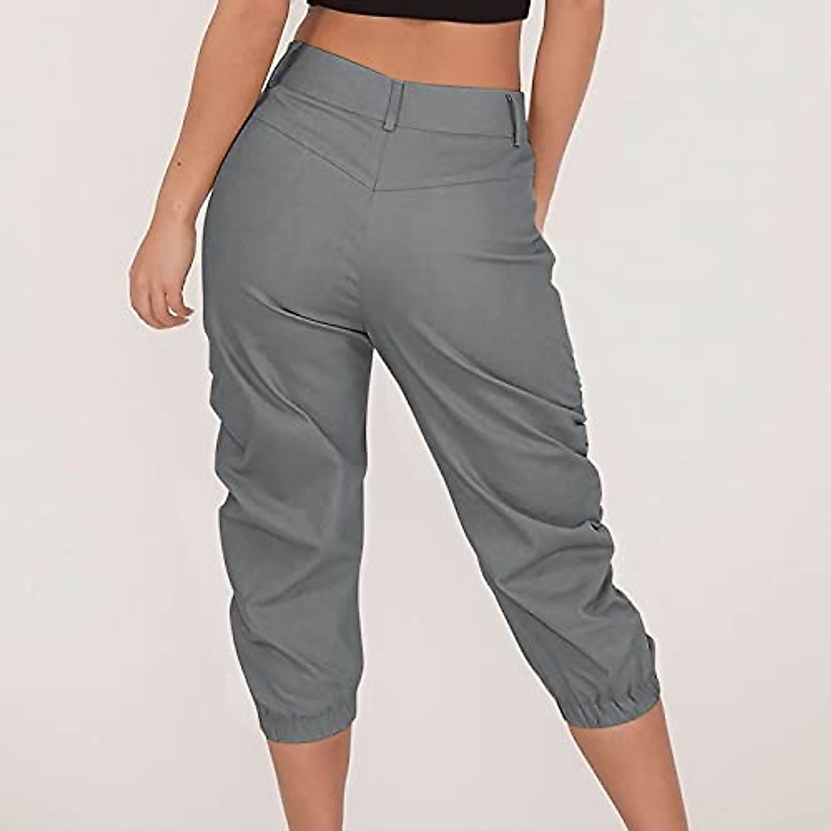fold Over Yoga Pant Harem Pants Women high Waist Pull on Pants Women Plus Size Cargo Capri Womens Comfy Clothes Womens Elastic Waist Capris for Women Plus Size